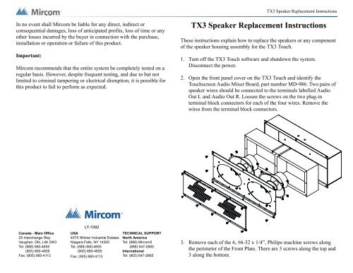 TX3 Speaker Replacement Instructions - Mircom