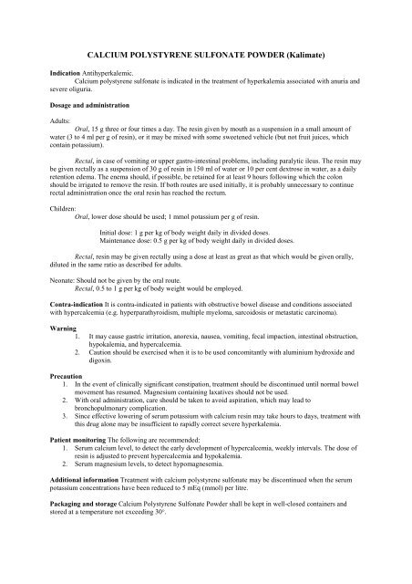 CALCIUM POLYSTYRENE SULFONATE POWDER