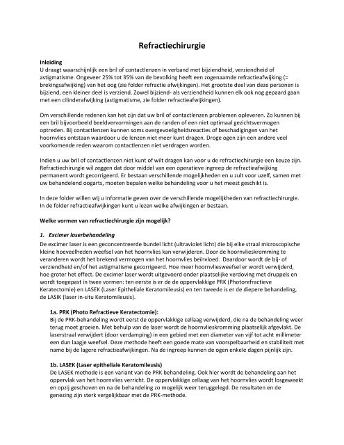 Refractiechirurgie - Nederlands Oogheelkundig Gezelschap