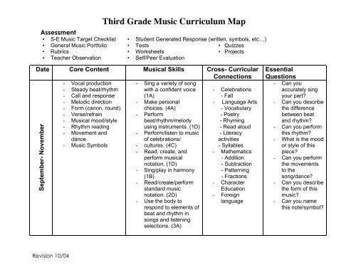 Third Grade Music Curriculum Map