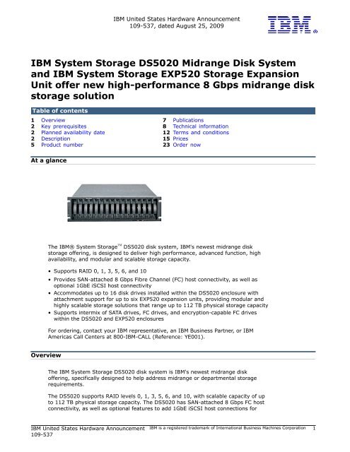 Ibm System Storage Ds5020 Midrange Disk System And Ibm