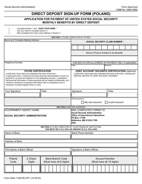 DIRECT DEPOSIT SIGN-UP FORM (POLAND)