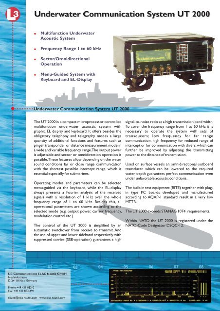 Underwater Communication System UT 2000
