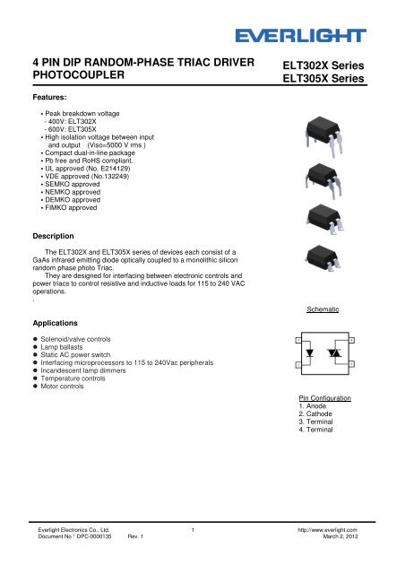 4 PIN DIP RANDOM-PHASE TRIAC DRIVER ... - Everlight.com