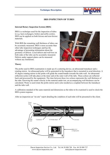 Technique Description IRIS INSPECTION OF TUBES