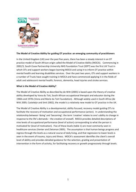 The Model of Creative Ability for guiding OT - What is the VdT Model ...