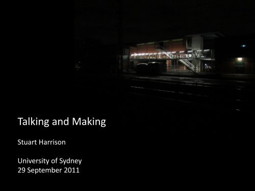 Talking and Making - Stuart Harrison Architect