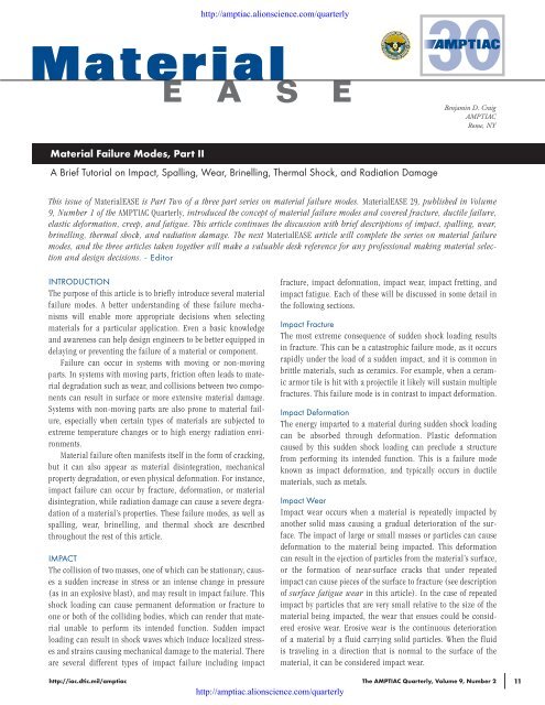 Material Failure Modes. Part II: A Brief Tutorial on Impact, Spalling ...