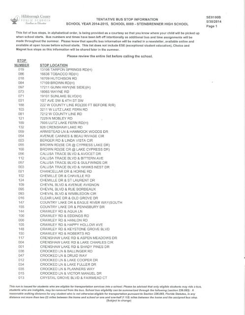 Bus Routes - Steinbrenner High School - Hillsborough County ...