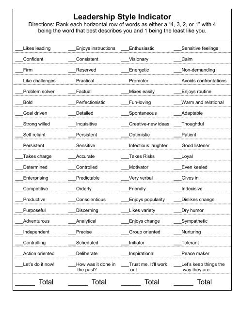 Leadership Style Indicator - Steve Corn