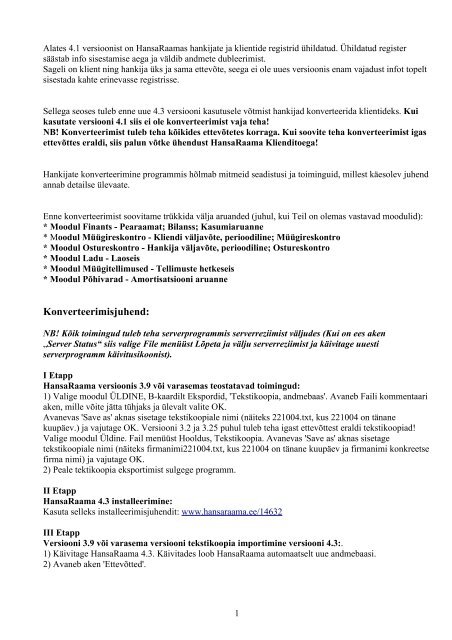 Fail lae alla siit! - HansaRaama