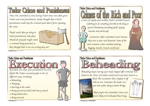 Tudor Crime and Punishment Cards - Teaching Ideas