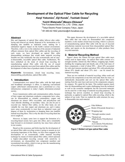 Development of the Optical Fiber Cable for Recycling - ECA Digital ...