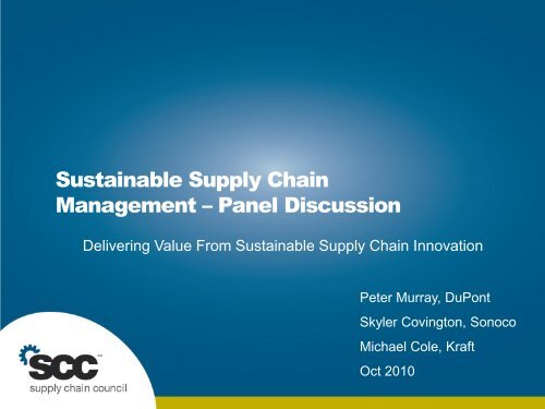 Sustainable Supply Chain Management â Panel Discussion
