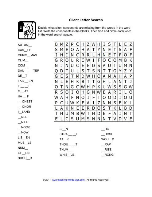 Silent Letter Search Spelling Words Well silent-letter-search-spelling-words-well