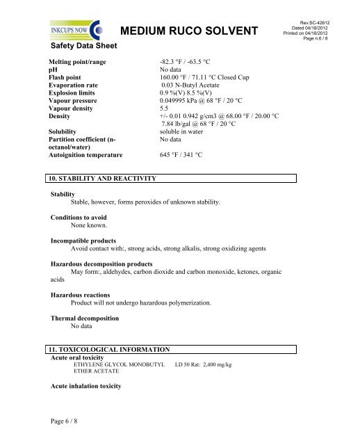Safety Data Sheet Page 6