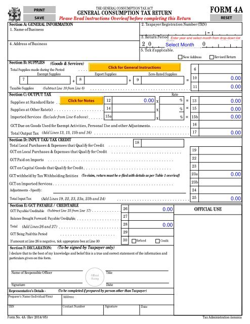 FORM 4A - Tax Administration Jamaica