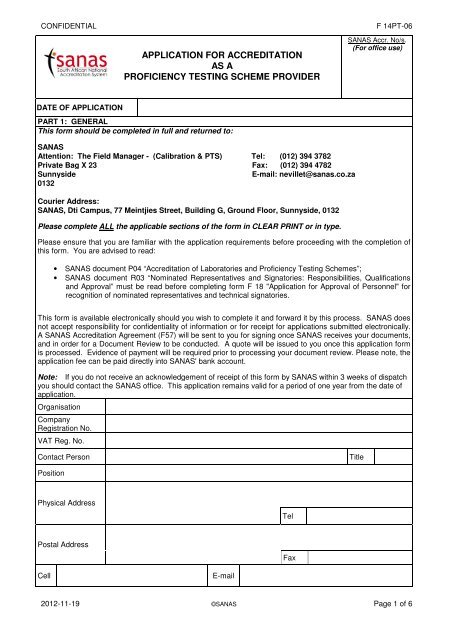 application for accreditation as a proficiency testing scheme ... - Sanas