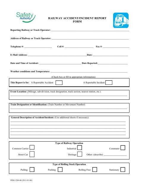 railway accident/incident report form - BC Safety Authority