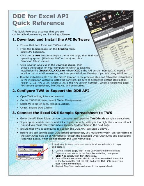 DDE for Excel API Quick Reference - Interactive Brokers