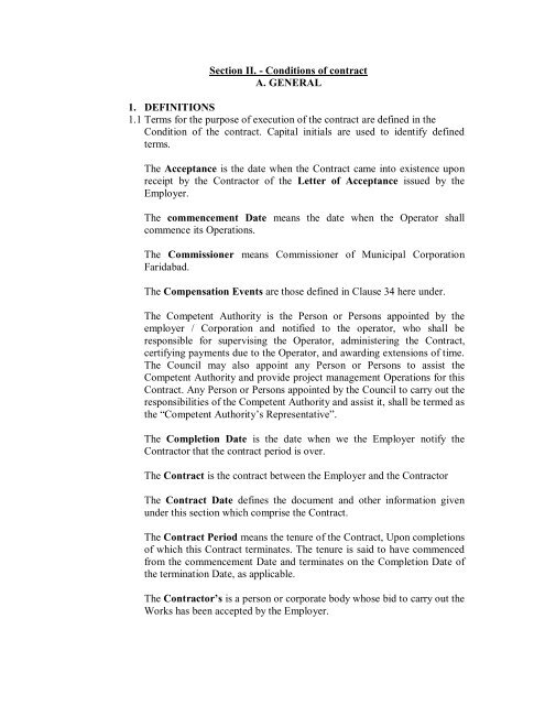 Conditions of contract A. GENERAL 1. DEFINITIONS 1.1 Terms for ...