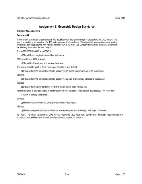 Assignment 6: Geometric Design Standards