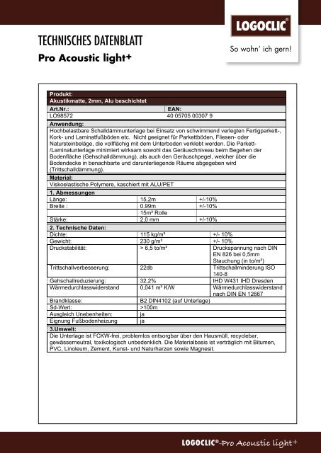 TECHNISCHES DATENBLATT - Logoclic