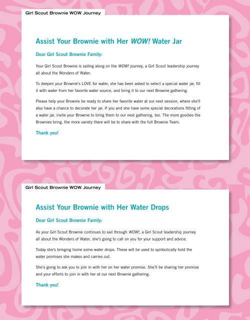 Brownie Journeys Sheet - My Favorite Water - Girl Scouts of the USA