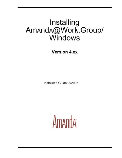 Installation Manual - The Amanda Company, Inc.