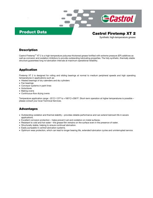 Product Data Castrol Firetemp XT 2