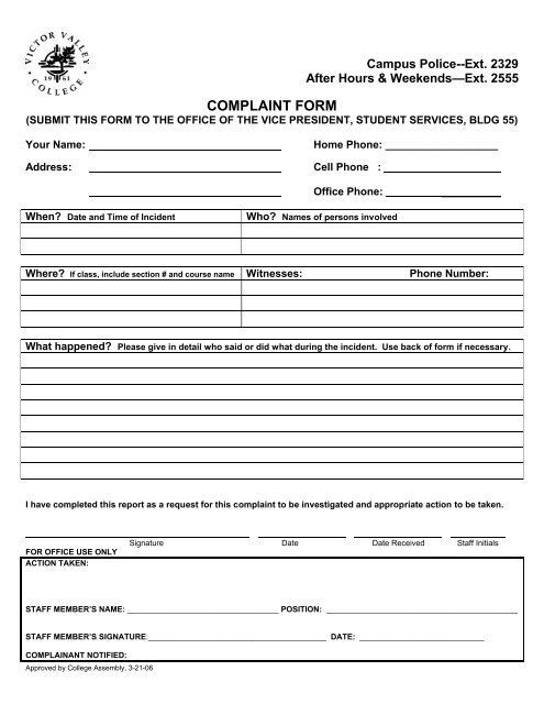 COMPLAINT FORM