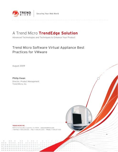 Trend Micro Software Virtual Appliance Best Practices for VMware