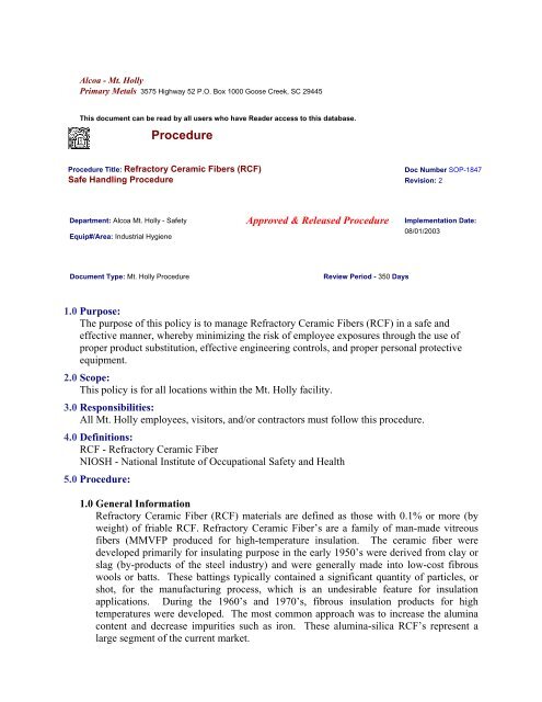 Refractory Ceramic Fiber (RCF)