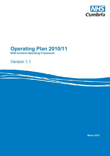 Operating Plan 2010/11 - NHS Cumbria