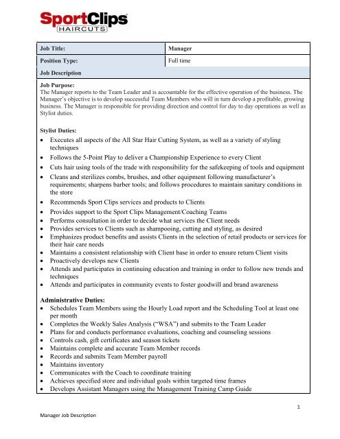 Sport Clips Manager - ESCLM