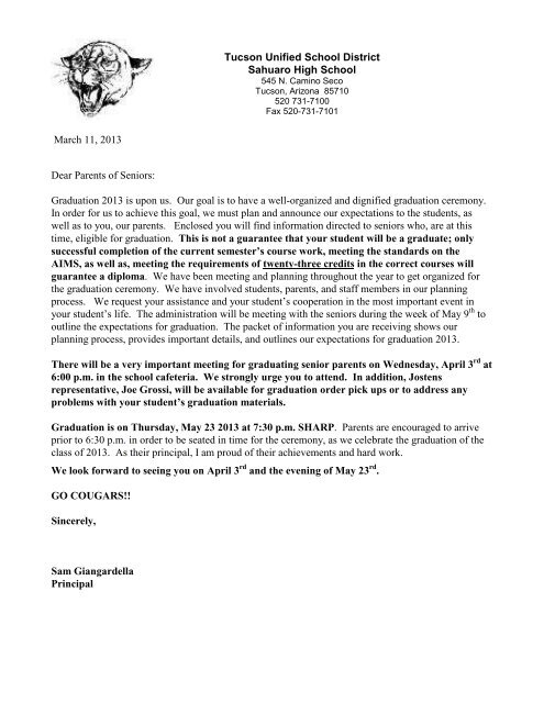 Important Message for Senior Parents and Students