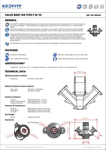 valve head w9 type n (ptfe) general features certification ... - Keofitt