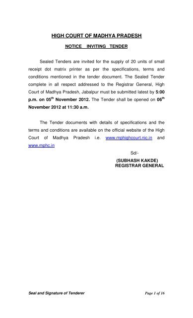 Tender Documents Supreme Court Tender A judge of the supreme court may ...