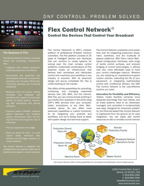 Flex Control NetworkÂ® Product Sheet - DNF Controls