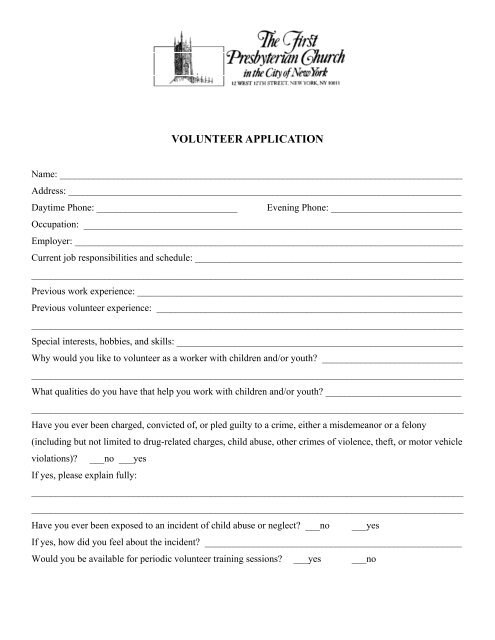 Volunteer Application Form