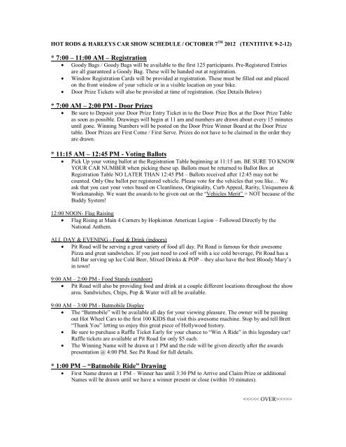 show schedule - Hot Rods and Harleys Car Show