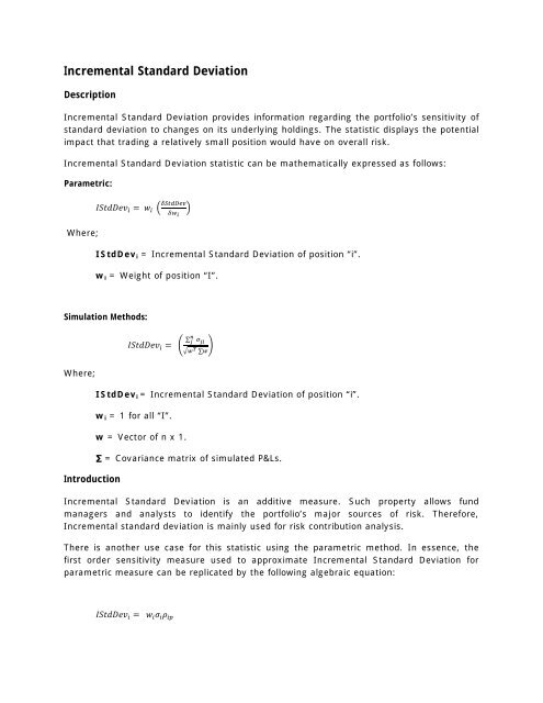 Incremental Standard Deviation