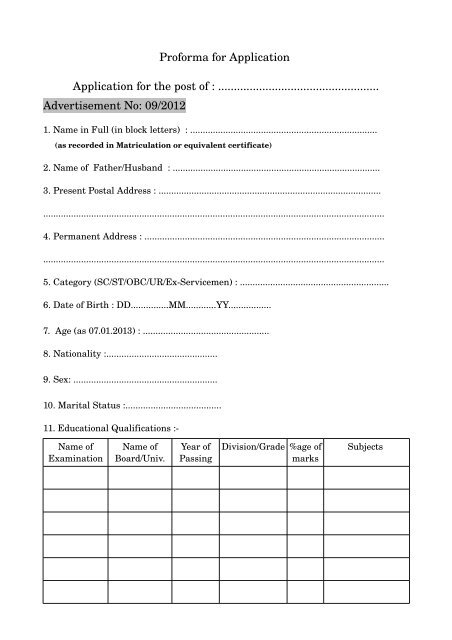 Proforma for Application Application for the post of ... - IUAC