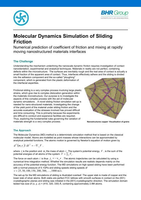 Molecular Dynamics of Sliding Friction Case Study - BHR Group