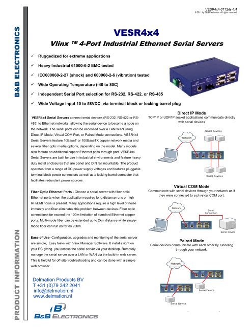 VESR4x4 - Datasheet - Vlinx 4-Port Industrial Ethernet ... - Delmation