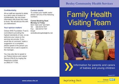 Family health visiting team leaflet - Oxleas NHS Foundation Trust