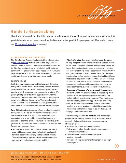 Guide to Grantmaking - Otto Bremer Foundation