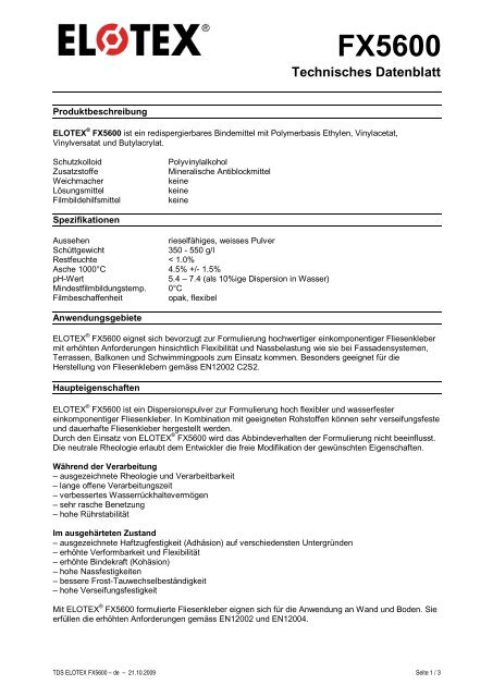 FX5600 Technisches Datenblatt - Elotex AG