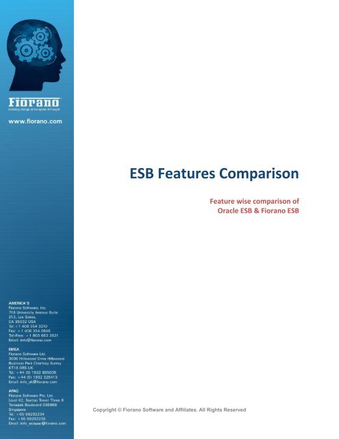 Technical Comparison Fiorano Soa Platform Â® Vs Oracle Esb