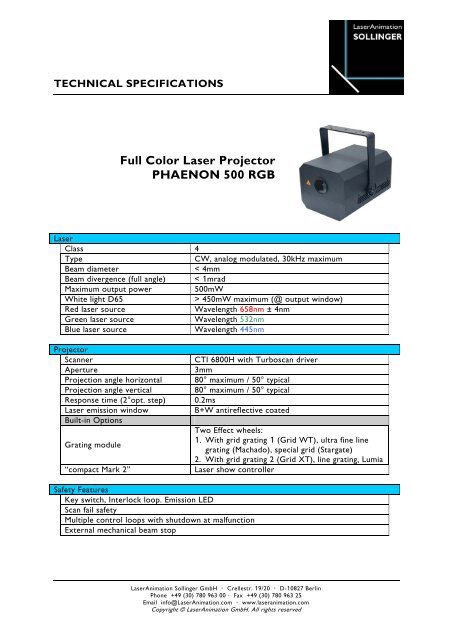 Full Color Laser Projector PHAENON 500 RGB - LumaLaser
